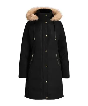 Ralph Lauren Hooded Midlength Down Coat With Fur Trim