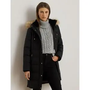 Ralph Lauren Hooded Midlength Down Coat With Fur Trim