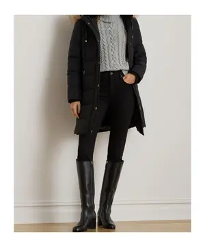 Ralph Lauren Hooded Midlength Down Coat With Fur Trim