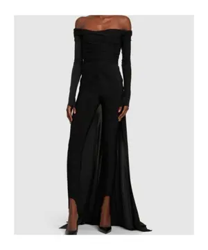 Giuseppe Di Morabito Off-the-shoulder Long Sleeve Draped Jumpsuit