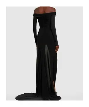 Giuseppe Di Morabito Off-the-shoulder Long Sleeve Draped Jumpsuit