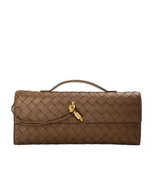 Bottega Veneta Woven Sheepskin Clutch - Brown