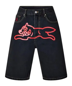 ICECREAM Denim Shorts With Embroidered Details