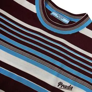 Prada Color-block Striped Short Sleeve Tee - Brown