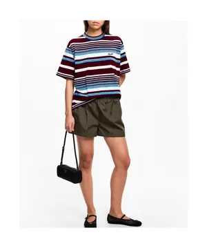 Prada Color-block Striped Short Sleeve Tee - Brown