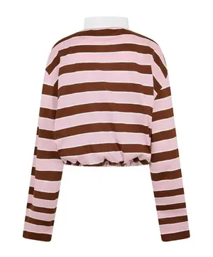 Prada Cropped Long-sleeve Rugby Polo Shirt With Stripes