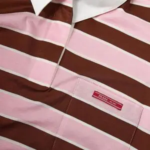 Prada Cropped Long-sleeve Rugby Polo Shirt With Stripes