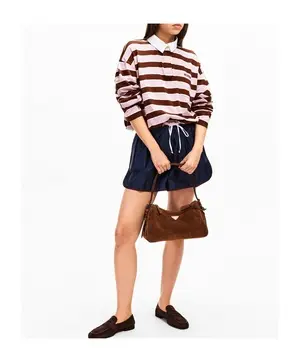 Prada Cropped Long-sleeve Rugby Polo Shirt With Stripes