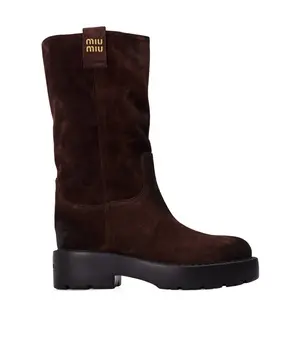 Miu Miu Flat Knee-high Boots - Black