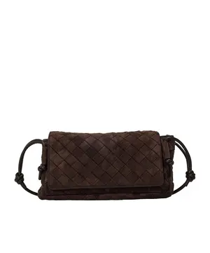 Bottega Veneta Woven Suede Clutch Bag - Black