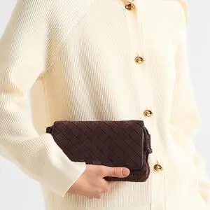 Bottega Veneta Woven Suede Clutch Bag