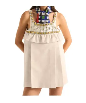 Miu Miu Embellished Mini Dress - Nude