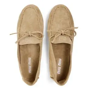 Miu Miu Suede Loafers With Bow Detailing
