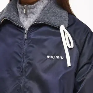 Miu Miu Zip-up Nylon Bomber Jacket