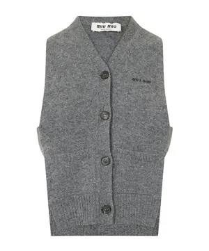 Miu Miu Knitted Sweater Vest - Gray