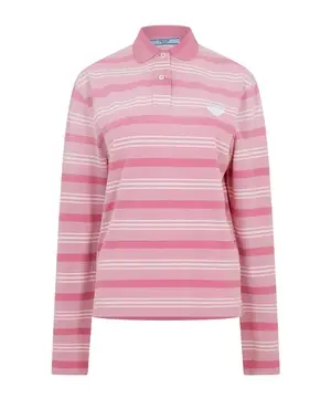 Prada Striped Long Sleeve Polo Shirt - No