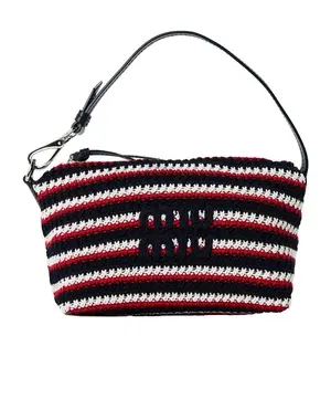 Miu Miu Striped Shoulder Bag - Black