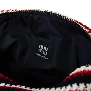 Miu Miu Striped Shoulder Bag - Black