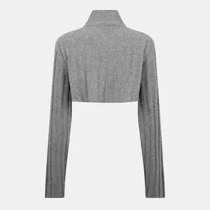 Miu Miu Cropped Ribbed Knit Cardigan With Mock Neck And Half-zip