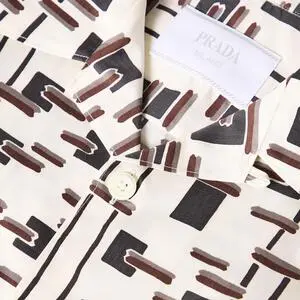 Prada Patterned Short Sleeve Shirt - White
