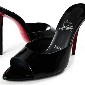 CHRISTIAN LOUBOUTIN Heeled Mules With Signature Red Sole - Black