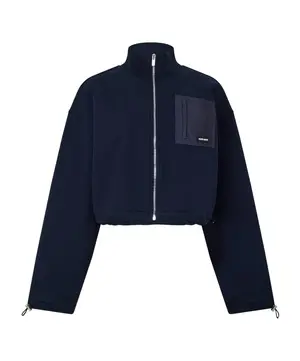Miu Miu Cropped Zip-up Fleece Jacket - Black