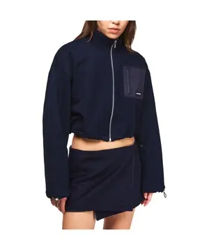 Miu Miu Cropped Zip-up Fleece Jacket