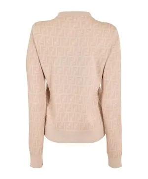 Fendi Light Pink Crew Neck Knit Cardigan