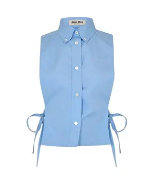 Miu Miu Sleeveless Shirt With Ties - Blue