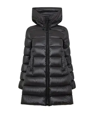 Moncler Medium To Long Hooded Down Jacket - Black
