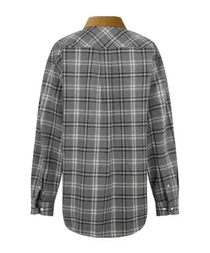 Miu Miu Plaid Long Sleeve Shirt With Corduroy Collar