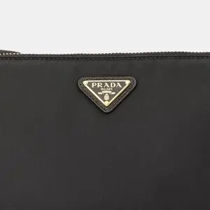 Prada Nylon Pouch With Triangular Logo Plaque