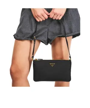 Prada Nylon Pouch With Triangular Logo Plaque