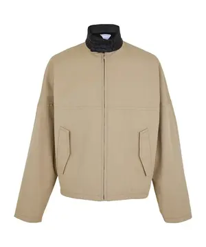 Bottega Veneta Beige Jacket With Woven Stand Collar