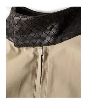 Bottega Veneta Beige Jacket With Woven Stand Collar