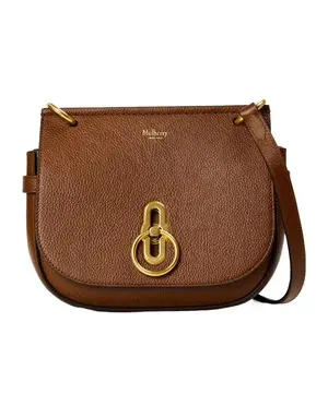 Mulberry Leather Shoulder Crossbody Bag With Lock Buckle