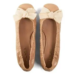 Prada Ballerina Flats With Bow Detailing - Nude