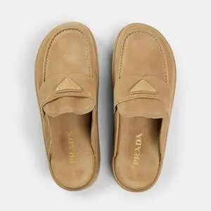 Prada Suede Platform Mules With Lugged Sole