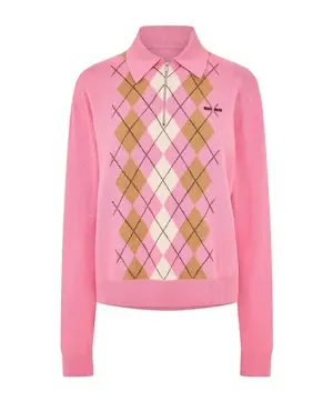 Miu Miu Argyle Jacquard Knit Sweater