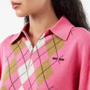 Miu Miu Argyle Jacquard Knit Sweater