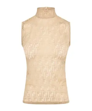 Fendi Sleeveless High-neck Geometric Pattern Top