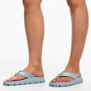 Prada Soft Cage Vinyl Thong Sandals - Blue
