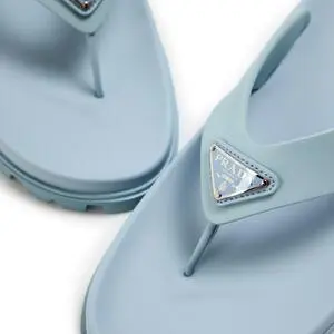 Prada Soft Cage Vinyl Thong Sandals - Blue