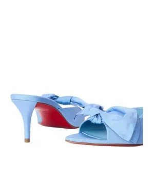CHRISTIAN LOUBOUTIN Light Satin Mule With Bow Detail - Blue