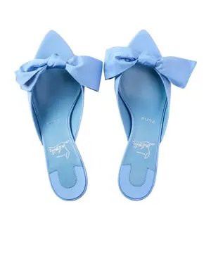 CHRISTIAN LOUBOUTIN Light Satin Mule With Bow Detail - Blue