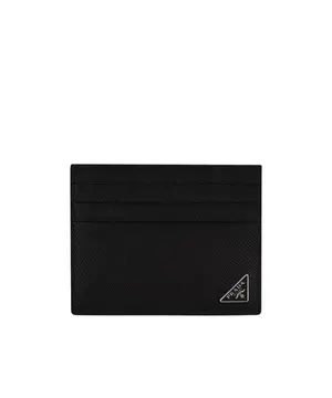 Prada Logo Saffiano Card Holder - Black