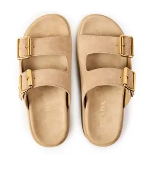 Prada Buckled Logo Platform Sandals
