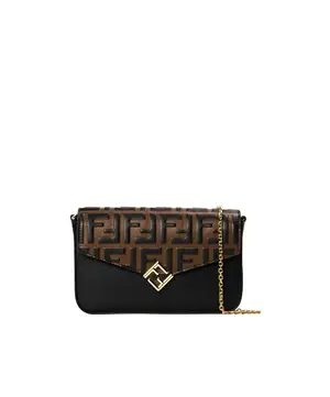 Fendi Ff Diamonds Wallet On Chain - Black