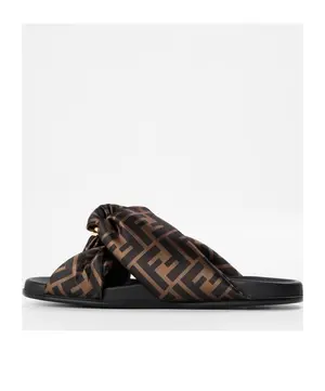 Fendi Logo Satin Slippers