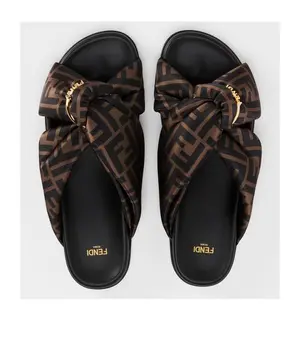 Fendi Logo Satin Slippers
